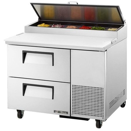 True TPP-44D-2, 44" 2 Drawer Pizza Prep Table, (6) 1/3 size pans