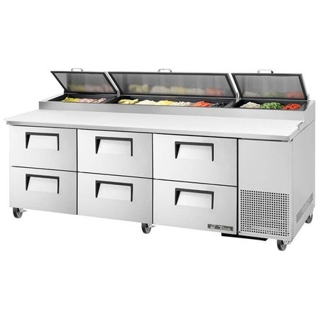 True TPP-93D-6, 93" 6 Drawer Pizza Prep Table, (12) 1/3 size pans