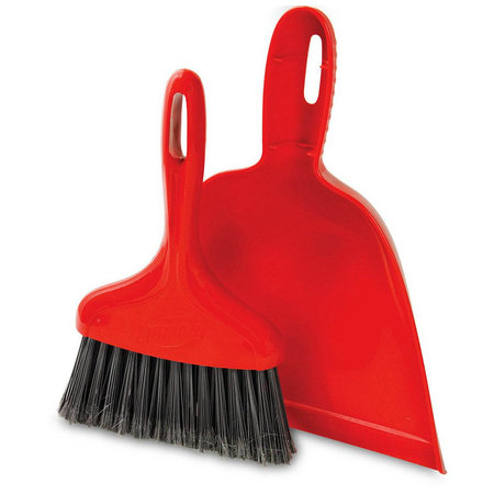 Libman Commercial 906, 7" Whisk Broom w/ Dustpan, Red