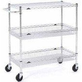 Metro BASCART-SR, 36" x 18" Chrome Utilty / Basket Cart w/ 3 Shelves