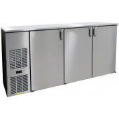 Glastender C1FB72, 72" 3 Solid Door Back Bar Cooler, Black