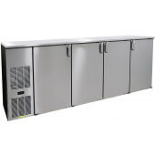 Glastender C1FB92, 92" 4 Solid Door Back Bar Cooler, Black