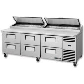 True TPP-AT-93D-6-HC 94" Refrigerated Pizza Prep Table