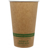 World Centric CU-PA-16-K, 16 oz. Brown FSC Kraft Paper Hot Cup (1000/Case)