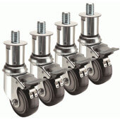 Krowne 28-158S, 3" Adjustable Stem Casters, Set of 4