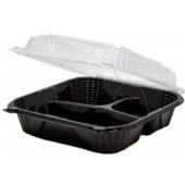 Genpak PV203, 9 1/4" x 9 1/8" 3-Compartment ProView Plastic Hinged Take ...