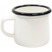 TableCraft 80010, 16 oz Enamel Mug, White w/ Black Rim