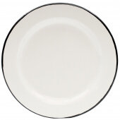 TableCraft 80019, 10" Round Enamel Plate, White w/ Black Rim