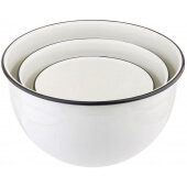 TableCraft H80002, 3-Piece Enamel Mixing Bowl Set, Creamy White