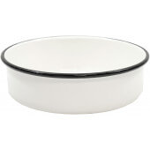 TableCraft 80016, 1 3/4 Qt Enamel Flat Bottom Serving Bowl, Creamy White