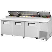 True TPP-93, 93" 3 Door Pizza Prep Table, (12) 1/3 size pans