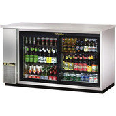 True TBB-24-60G-SD-S-LD, 61" 2 Glass Door Back Bar Cooler, Stainless Steel