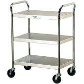 Lakeside 499, 36" x 23" Chrome Utility / Bus Cart w/ 3 Stainless Steel ...