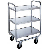 Lakeside 493, 36" x 23" Chrome Utility / Bus Cart w/ 3 Stainless Steel ...