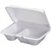 Genpak 20520, 9 1/5" x 6 1/2" 2-Compartment Large Foam Hinged Take-Out ...