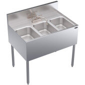 Krowne KR24-33C 36" x 24" Underbar 3 Compartment Sink