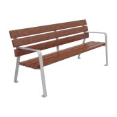 EmuAmericas U362, 71" x 29" Indoor / Outdoor Ecosens Poly Bench, Wood Grain / Silver