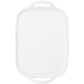 TableCraft 11493, 14" x 10" Melamine Faux Cast Iron Serving Tray, White