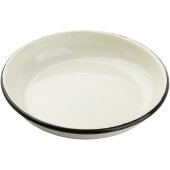TableCraft 11154, 10" Round Enamel Plate, White w/ Black Rim