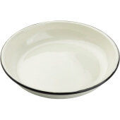 TableCraft 11155, 9" Round Enamel Pasta Plate, White w/ Black Rim