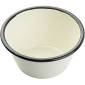 TableCraft 11151, 14 oz Enamel Flat Bottom Bowl, Creamy White