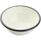 TableCraft 11152, 20 oz Enamel Flat Bottom Bowl, Creamy White