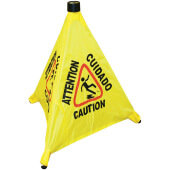 Thunder Group PLFCS330, 19 1/2" Yellow Pop-up Cone Wet Floor Sign w ...