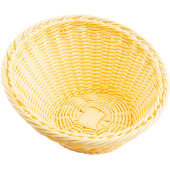 TableCraft 12250, 10" x 10" Round Poly Woven Angled Basket, Tan