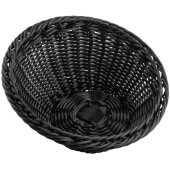 TableCraft 12251, 10" x 10" Round Poly Woven Angled Basket, Black