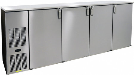 Glastender C1FB92, 92" 4 Solid Door Back Bar Cooler, Black