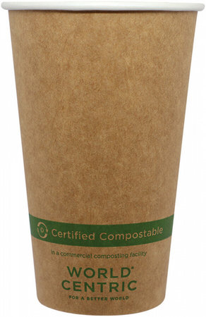 World Centric CU-PA-16-K, 16 oz. Brown FSC Kraft Paper Hot Cup (1000/Case)