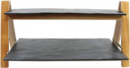 TableCraft RMG2KITACA, 2-Tier Frostone Collection Acacia Wood Display ...