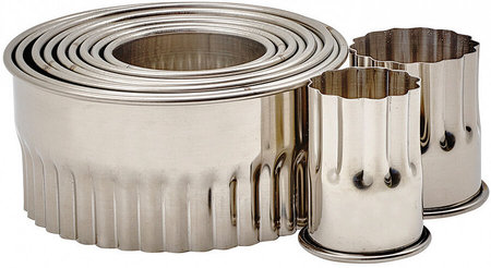 Winco CST-12, 11-Piece Stainless Steel Fluted Cookie Cutter Set